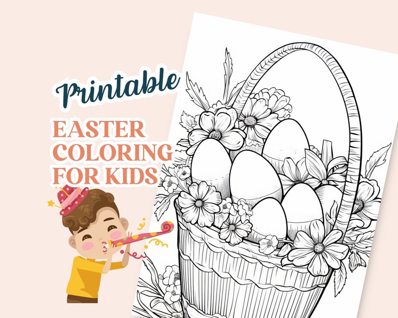 Happy Easter Coloring Pages for Kids, Easter Bunny, Springtime Kids ...