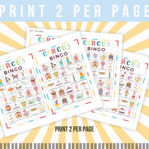 Circus Bingo, Circus Printable Bingo, Carnival Bingo, Circus Party Game ...