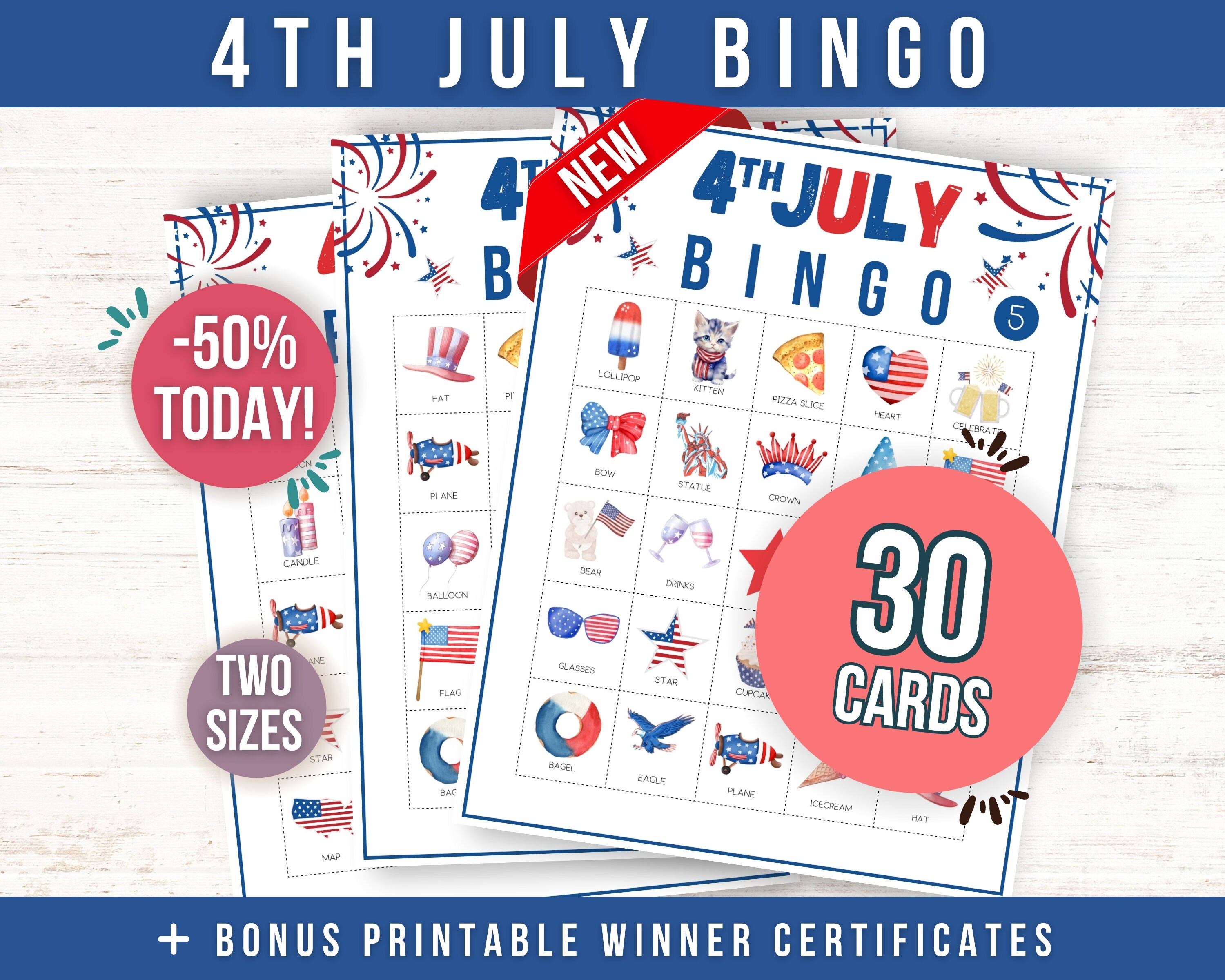 Independence Day Bingo, 4th of July Bingo Game, Instant Download ...