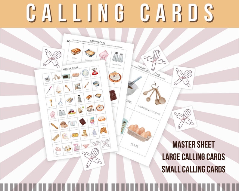 30 Cookery Themed Baking Bingo Cards, Food Themed Bingo Game, Cooking ...