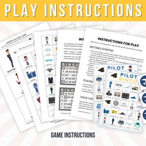 Pilot Bingo Cards, Pilot Printable Party Game, Career Boy Birthday ...