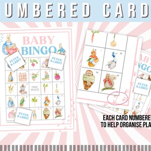 50 Peter Rabbit Party Bingo Game, Rabbit Baby Shower Spring Bingo Cards ...