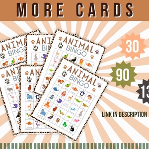 Kids Animal Bingo Game: 30 Printable Cards (PDF) - Etsy