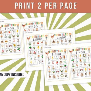 30 Farmyard Bingo Cards, Farm Animal Baby Shower Game, Barnyard Party ...