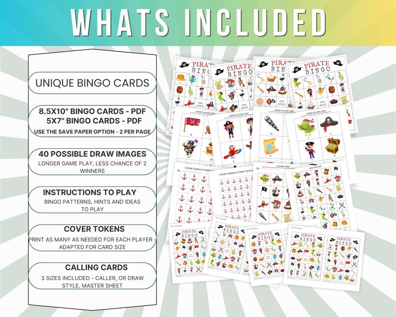 Pirate Bingo Game: 30 Printable Cards, Birthday Party (PDF) - Etsy