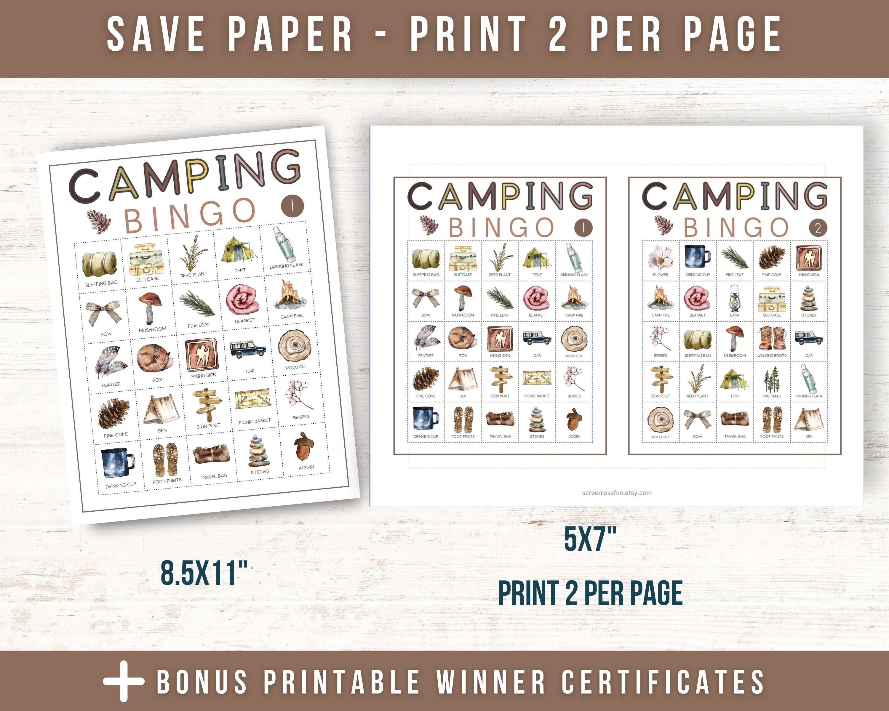 SUMMER CAMP BINGO, Camping Game Printable Bingo Cards, Activity ...