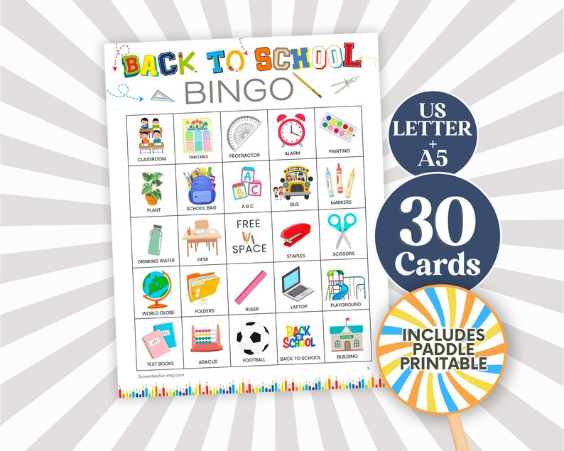 Back to School Bingo Cards, Printable School Classroom Game, Student ...