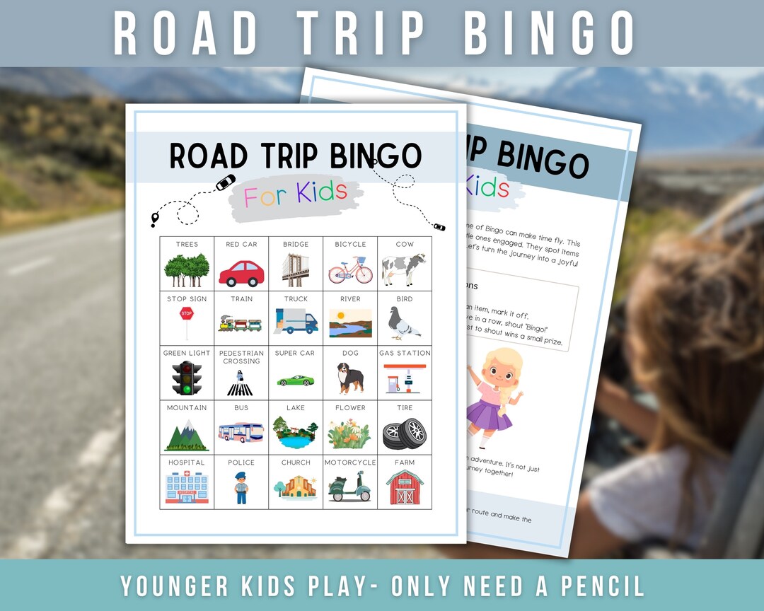 Car Bingo Game for Kids, Road Trip Bingo Travel Activity, Printable ...
