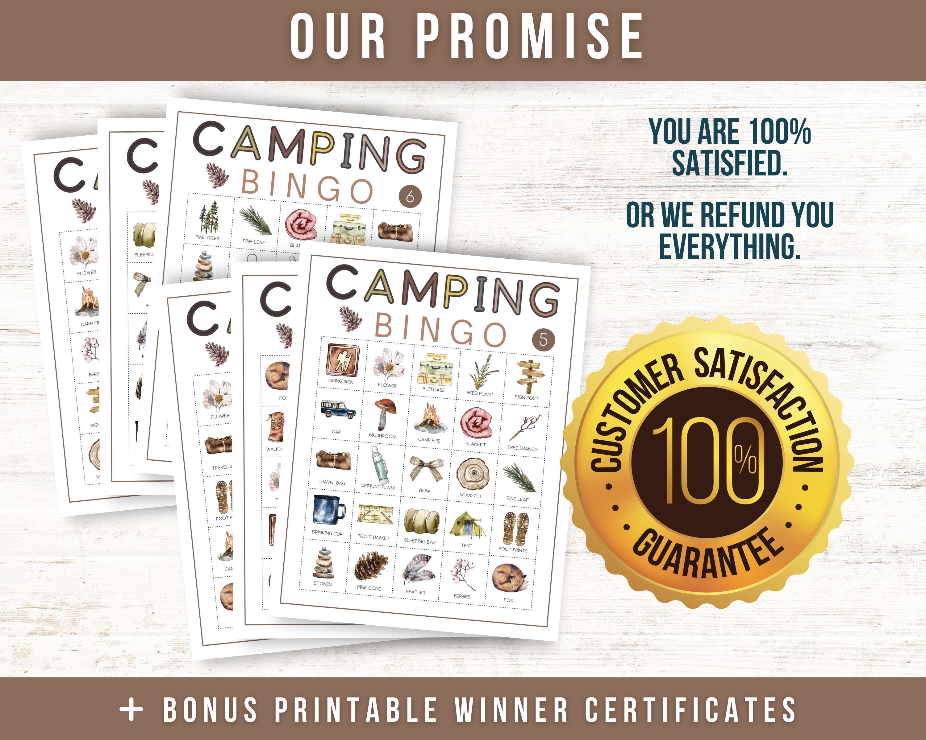 SUMMER CAMP BINGO, Camping Game Printable Bingo Cards, Activity ...