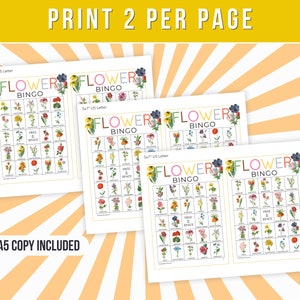 Flower Bingo Nature Garden Game, Spring Floral Bingo Boards, Printable ...