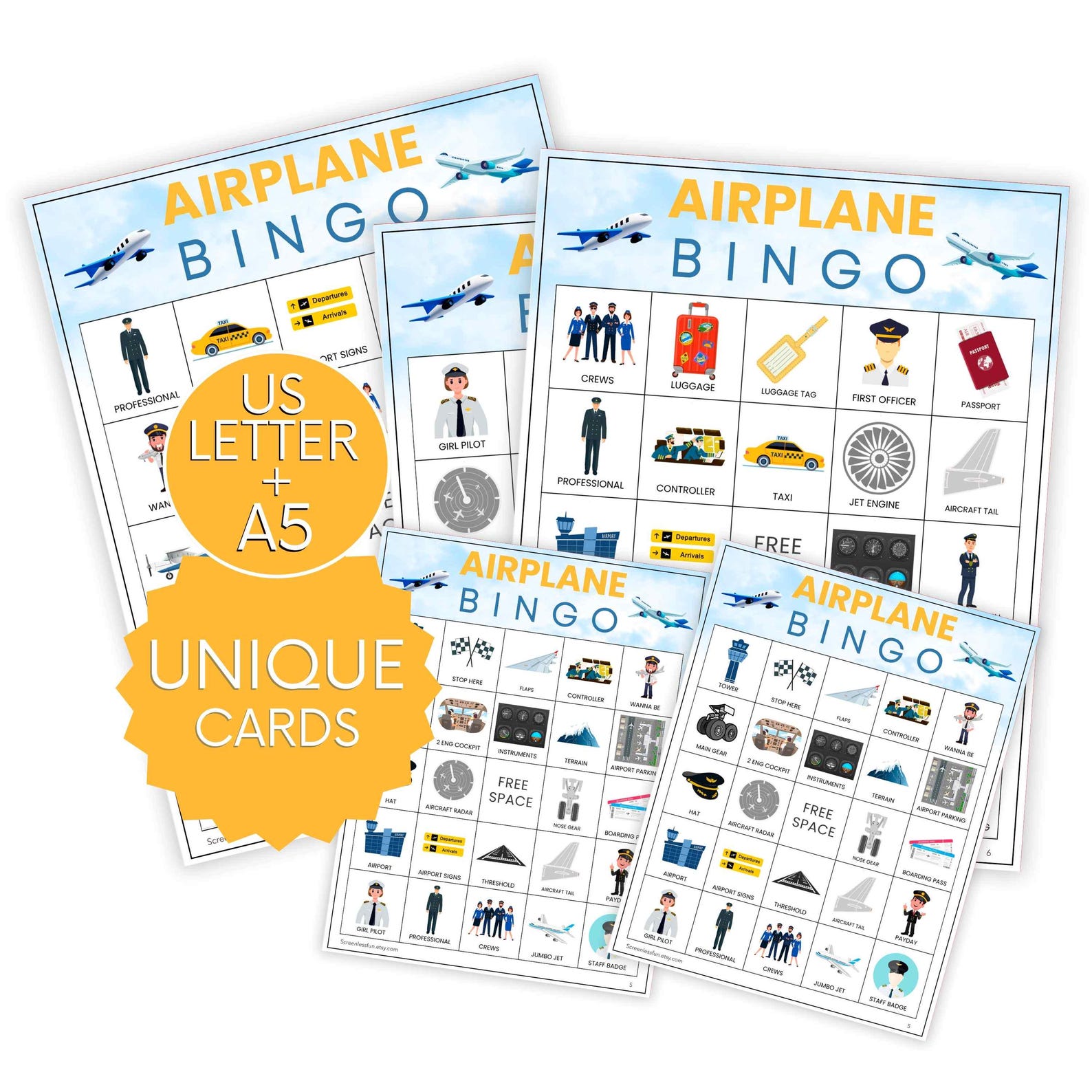 Airplane Bingo Game: Airport Travel Theme (printable) - Etsy