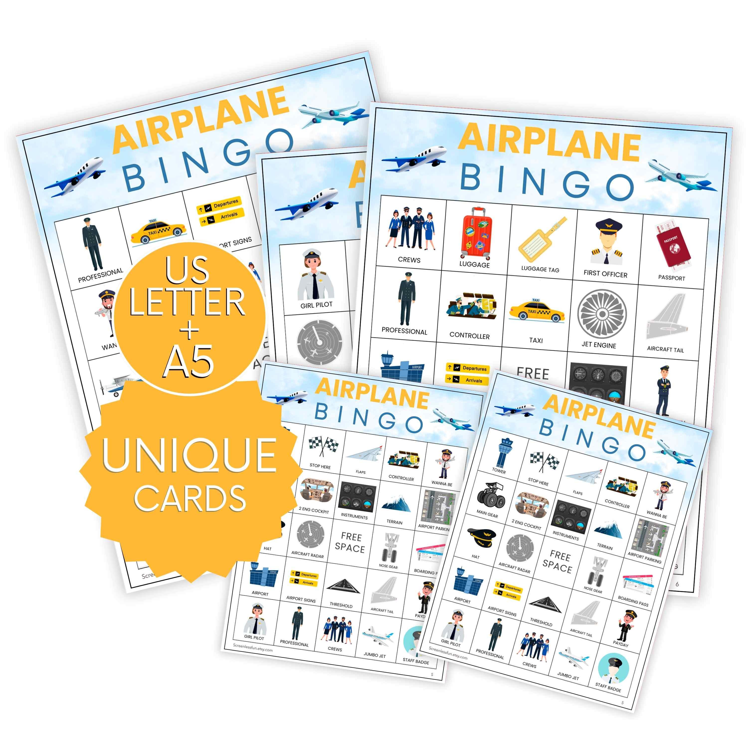 Airplane Bingo Game: Airport Travel Theme (printable) - Etsy