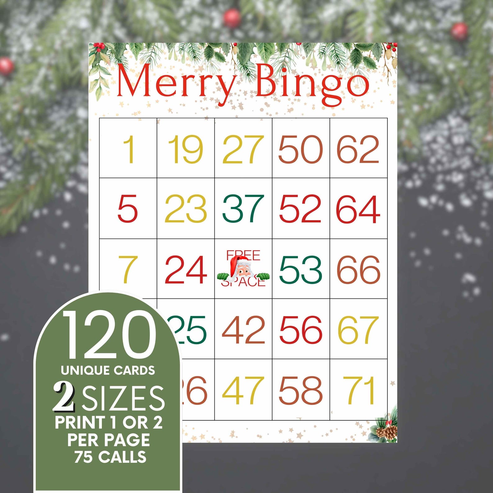Christmas Bingo Game: 120 Printable Holiday Cards (instant Download) - Etsy