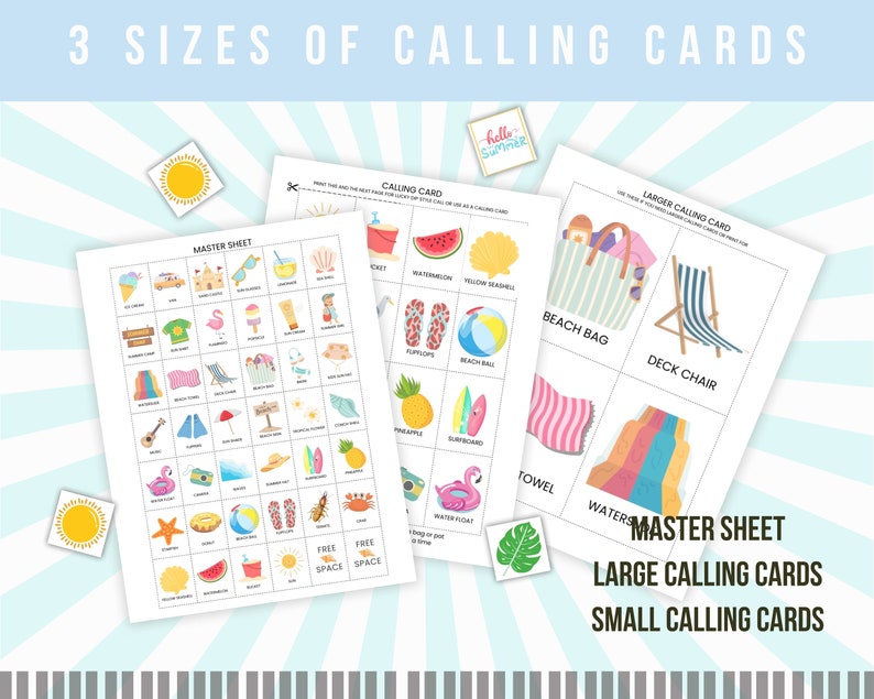 30 Juego de bingo imprimible Pool Party, Actividad de verano para niños ...