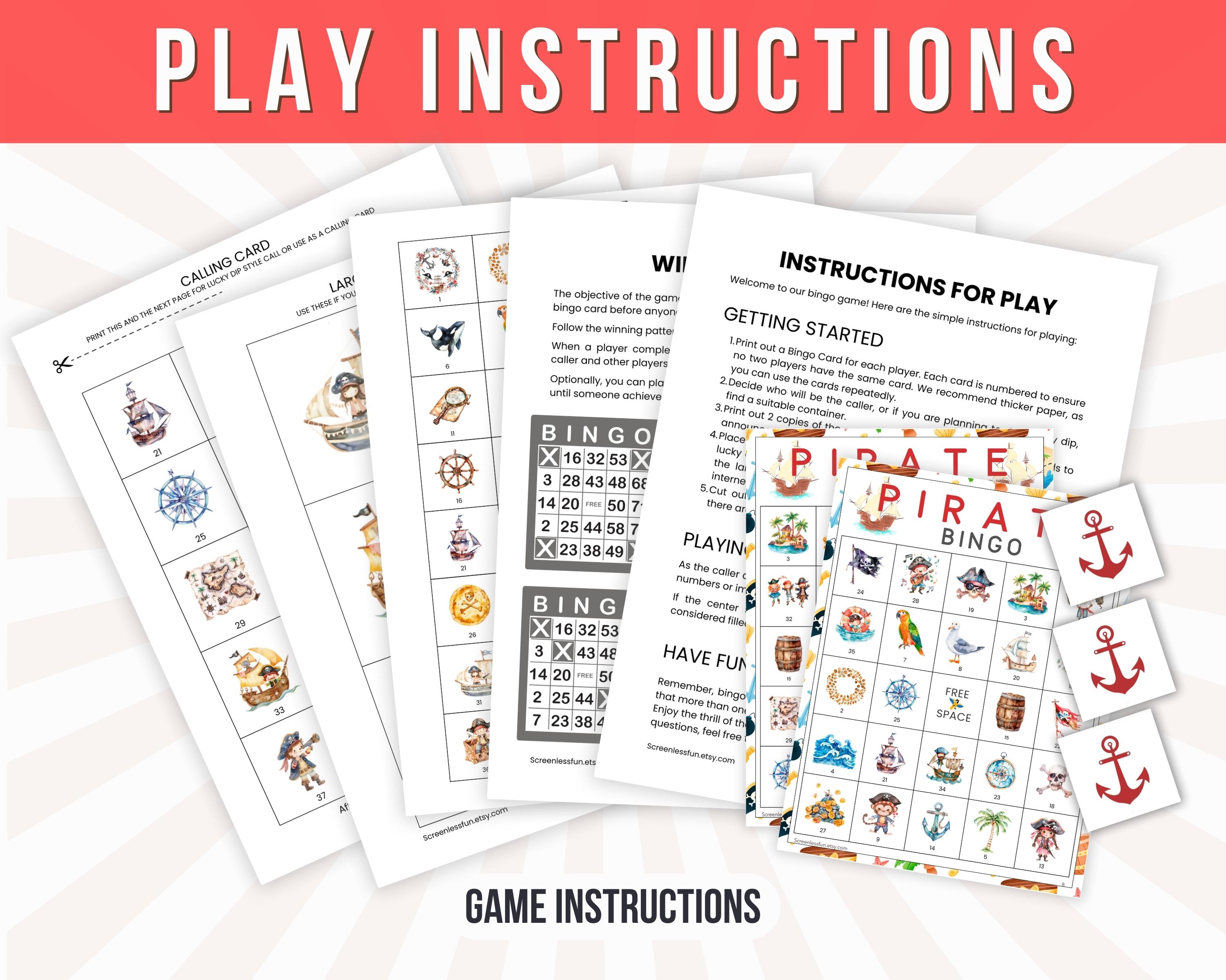 Pirate Bingo Game: 90 Unique Printable Cards (PDF) - Etsy