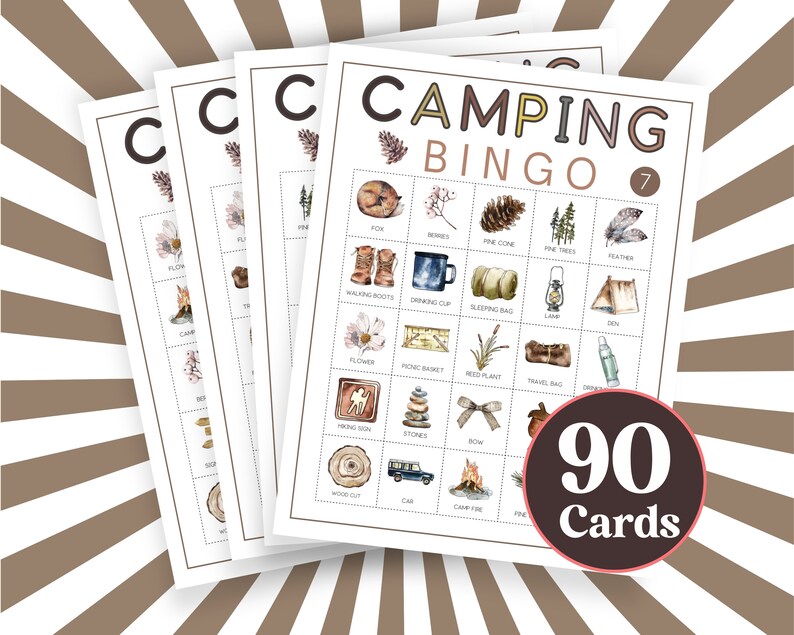 SUMMER CAMP BINGO, Camping Game Printable Bingo Cards, Activity ...