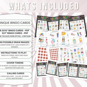 90 School Bingo Printable Card, Back to School Bingo Game, Education ...