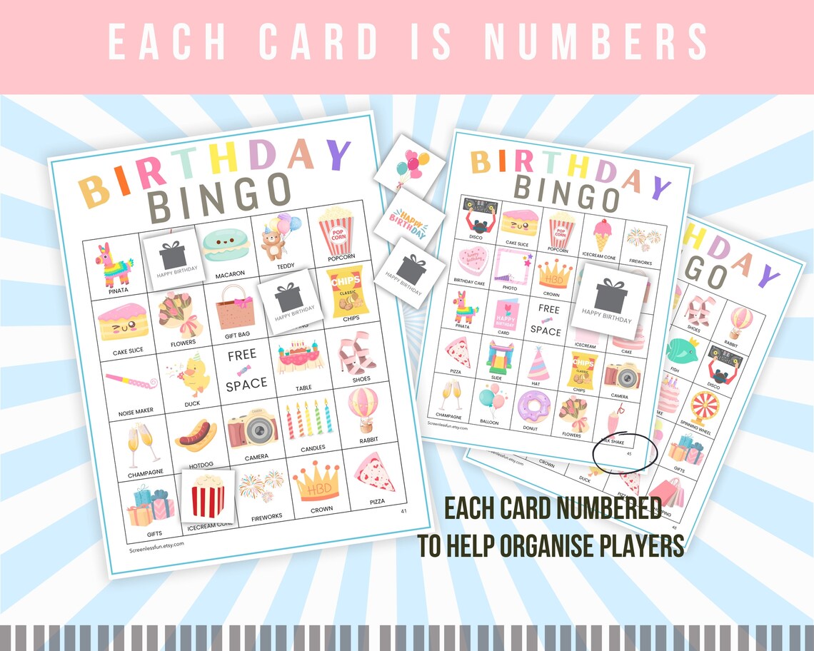 90 Birthday Bingo Printable Cards, Activities for Families, Calling ...