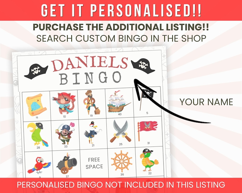 Pirate Bingo Game: 90 Unique Printable Cards (PDF) - Etsy