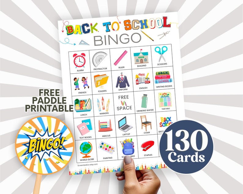 Back to School Bingo Game: 130 Printable Cards (PDF) - Etsy