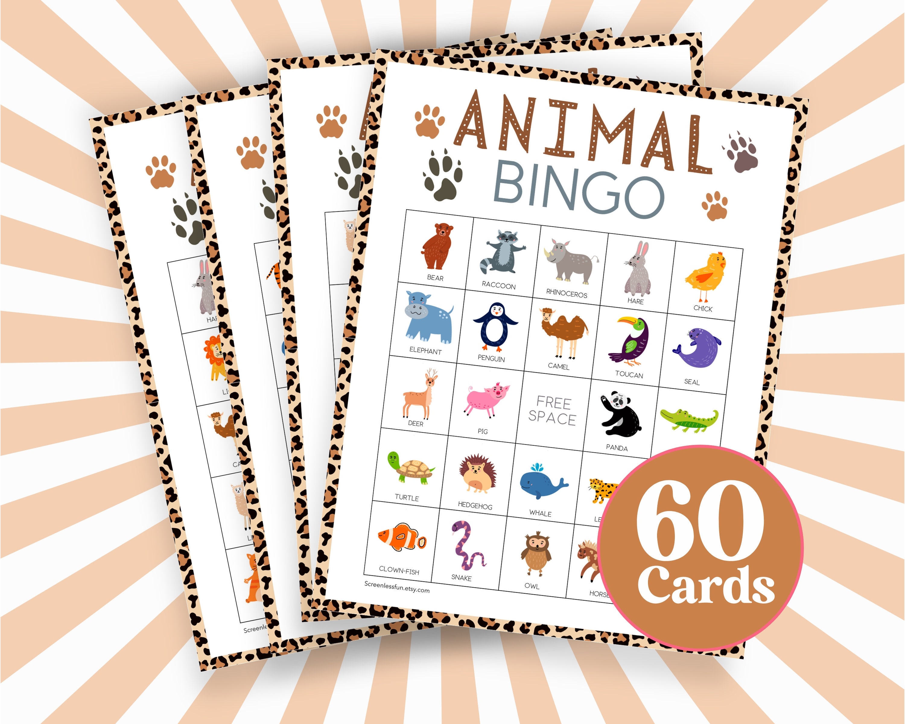 Zoo Animal Bingo Game, Printable Kids Adventure Scavenger Hunt Animal ...