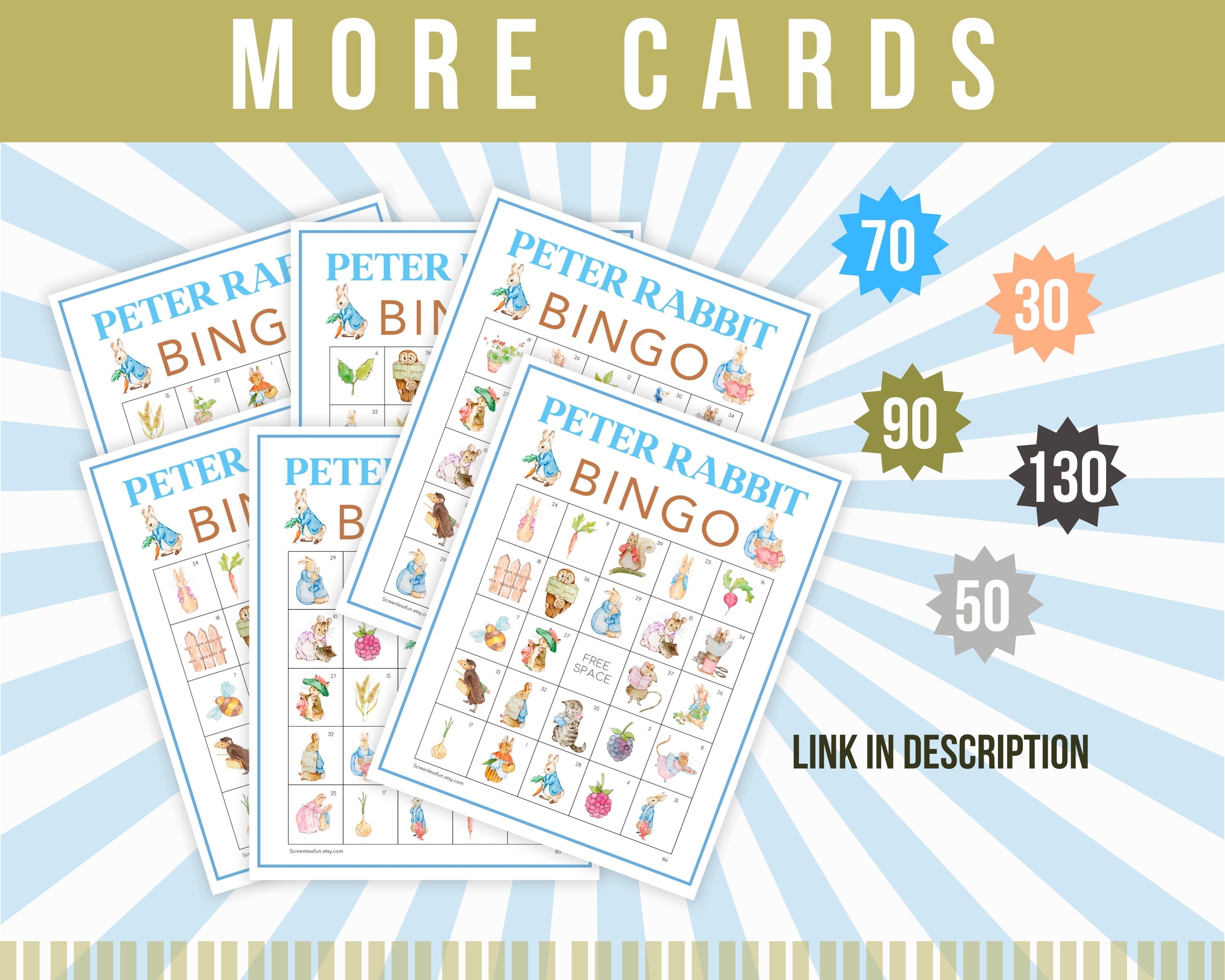 Peter Rabbit Baby Shower Bingo Game, Rustic Bunny Bundle, Boy Baby ...