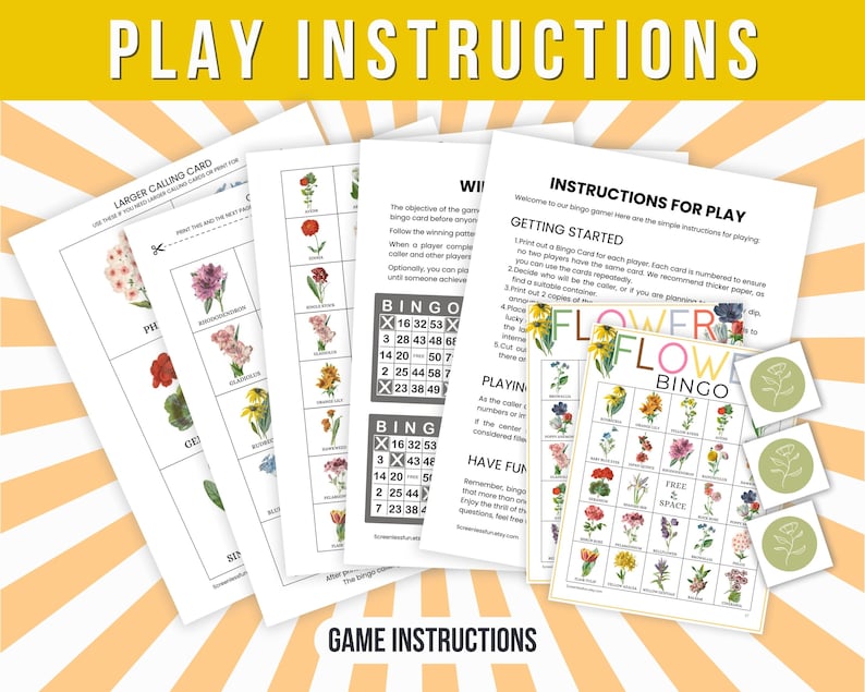 130 Flower Bingo Cards Printable Game, Floral Themed Game Activity ...