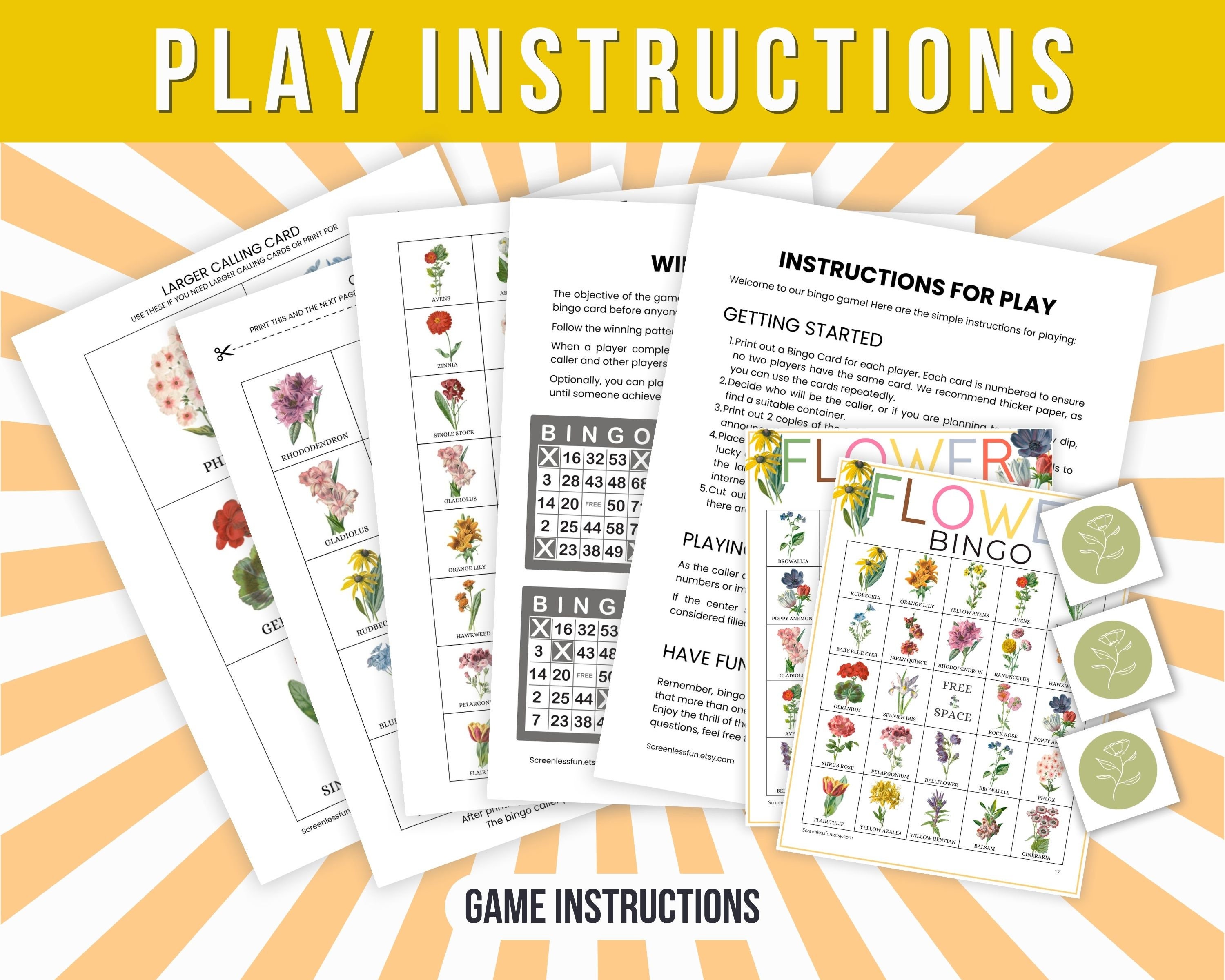 130 Flower Bingo Cards Printable Game, Floral Themed Game Activity ...