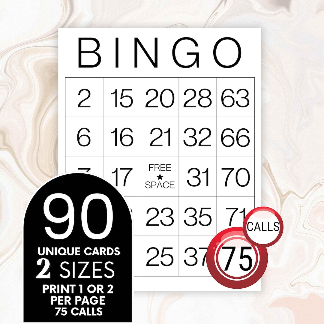 Large Number Bingo Game, Jumbo Bingo Cards, Playing Bingo Party Game ...