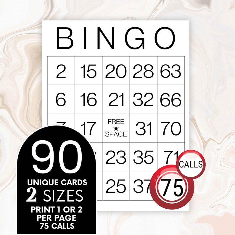 Large Number Bingo Game, Jumbo Bingo Cards, Playing Bingo Party Game ...