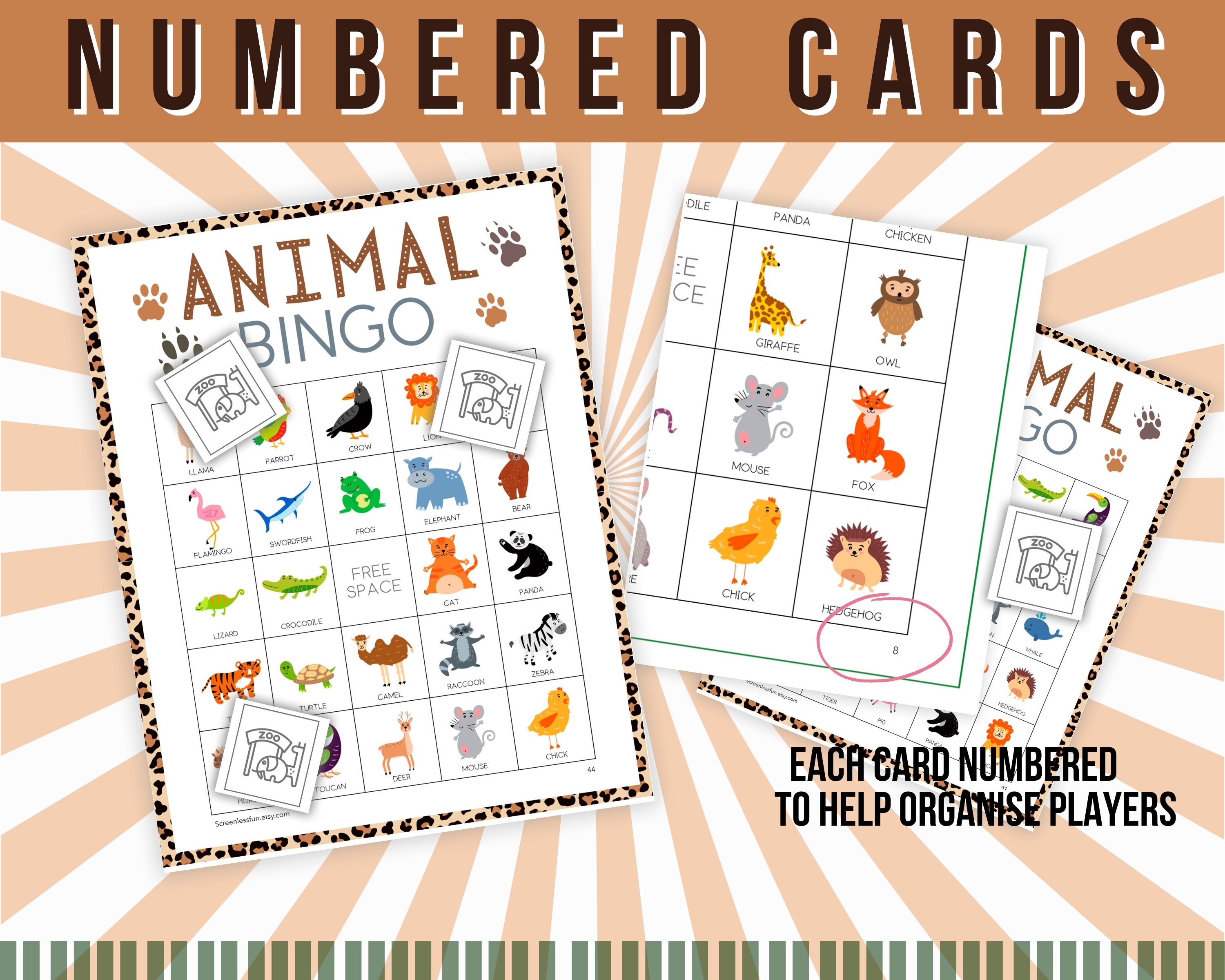 Zoo Animal Bingo Game, Printable Kids Adventure Scavenger Hunt Animal ...