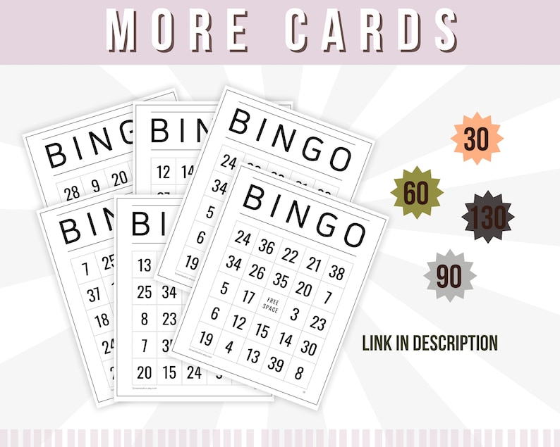 Large Print Bingo Cards, Extra Large Printable Party Bingo Boards ...
