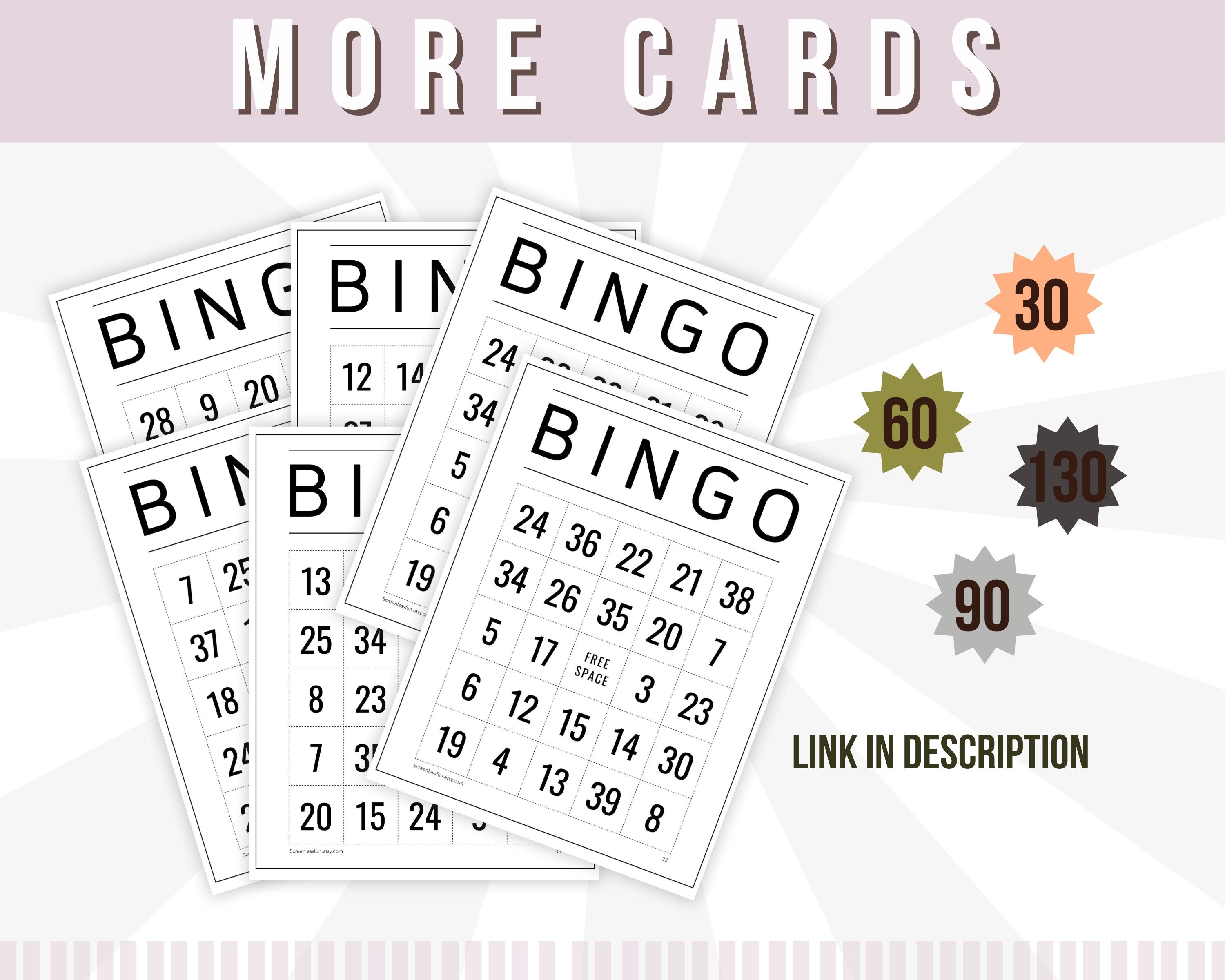 Large Print Bingo Cards, Extra Large Printable Party Bingo Boards ...