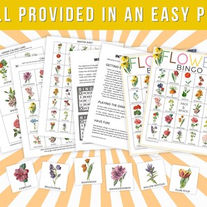 Flower Bingo Nature Garden Game, Spring Floral Bingo Boards, Printable ...