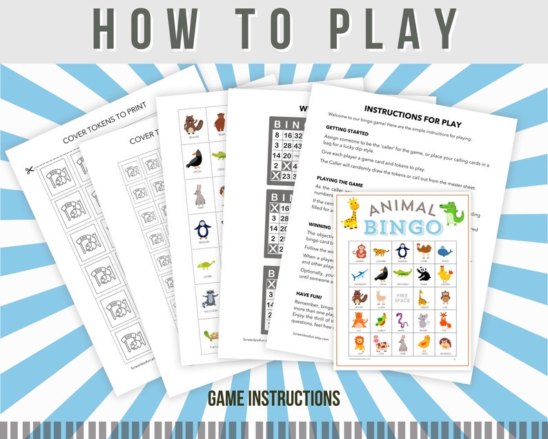 Kids Baby Animal Bingo Game, Printable Animal Bingo Game, Kids ...