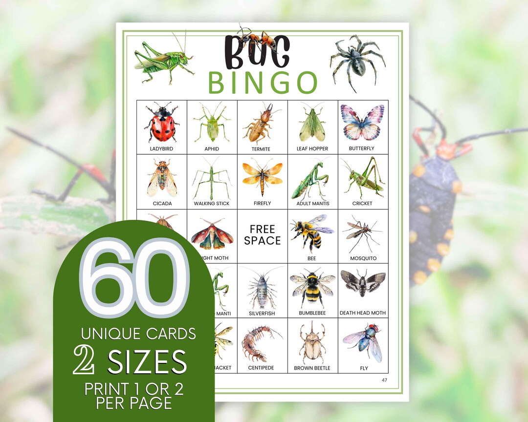 Bug Bingo Printable Game, Insect Creepy Crawlies Party Idea, Instant ...