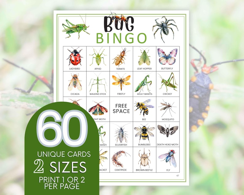Bug Bingo Printable Game, Insect Creepy Crawlies Party Idea, Instant ...