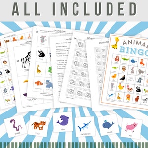 Kids Baby Animal Bingo Game, Printable Animal Bingo Game, Kids ...