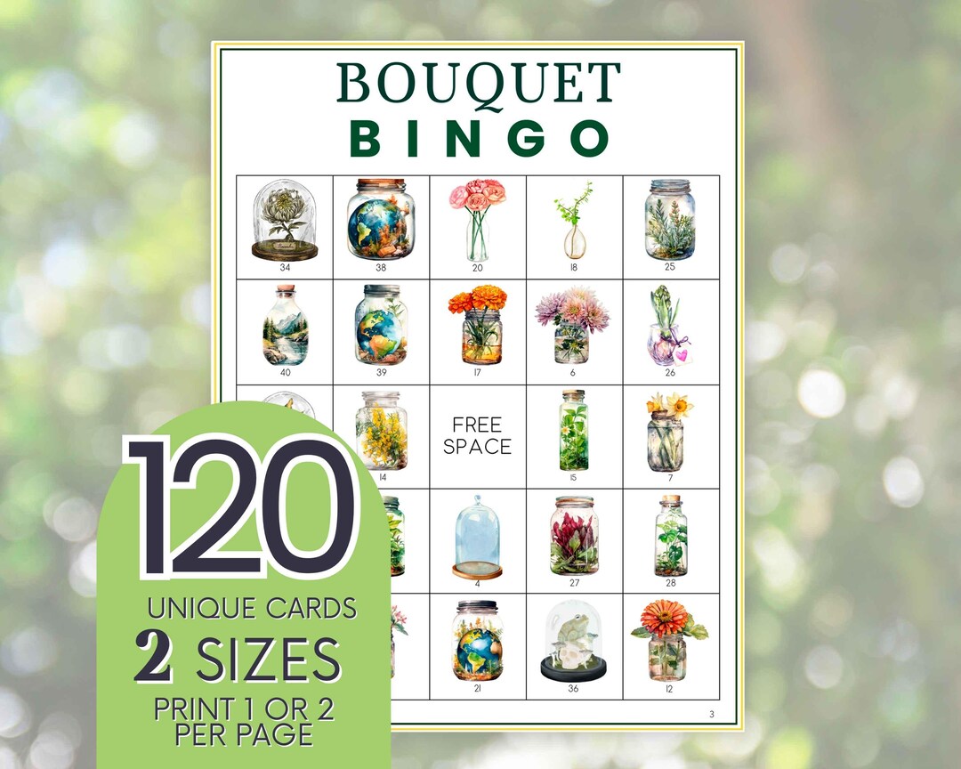 Flowers and Plants Bingo Game: 120 Unique Cards (printable) - Etsy