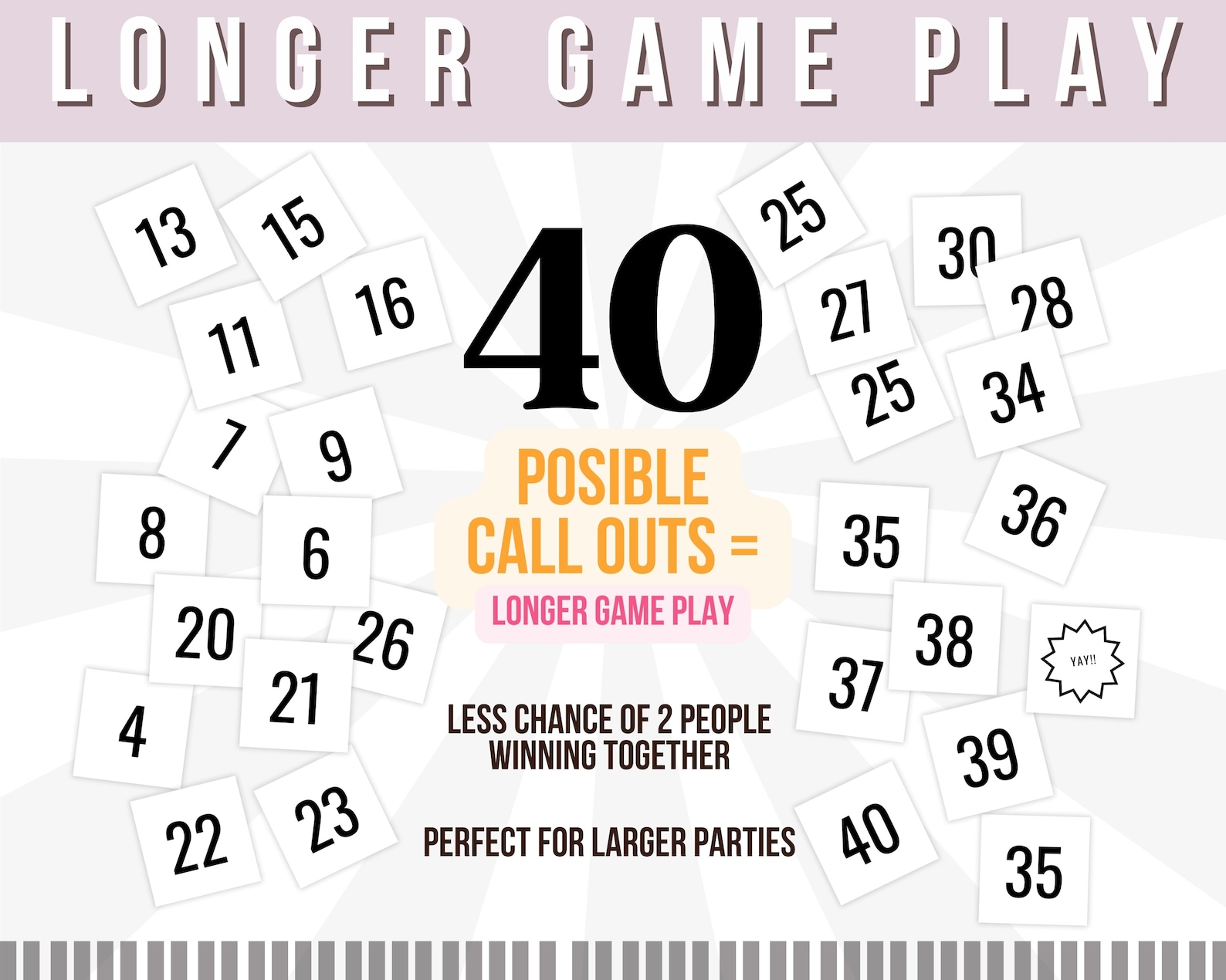 Large Print Bingo Cards, Extra Large Printable Party Bingo Boards ...