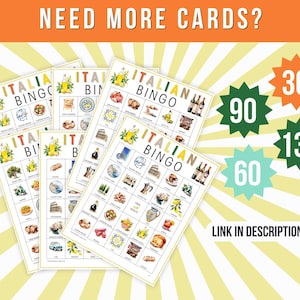 30 Italian Bingo Cards, Citrus Bridal Shower Game, Lemon Printable ...