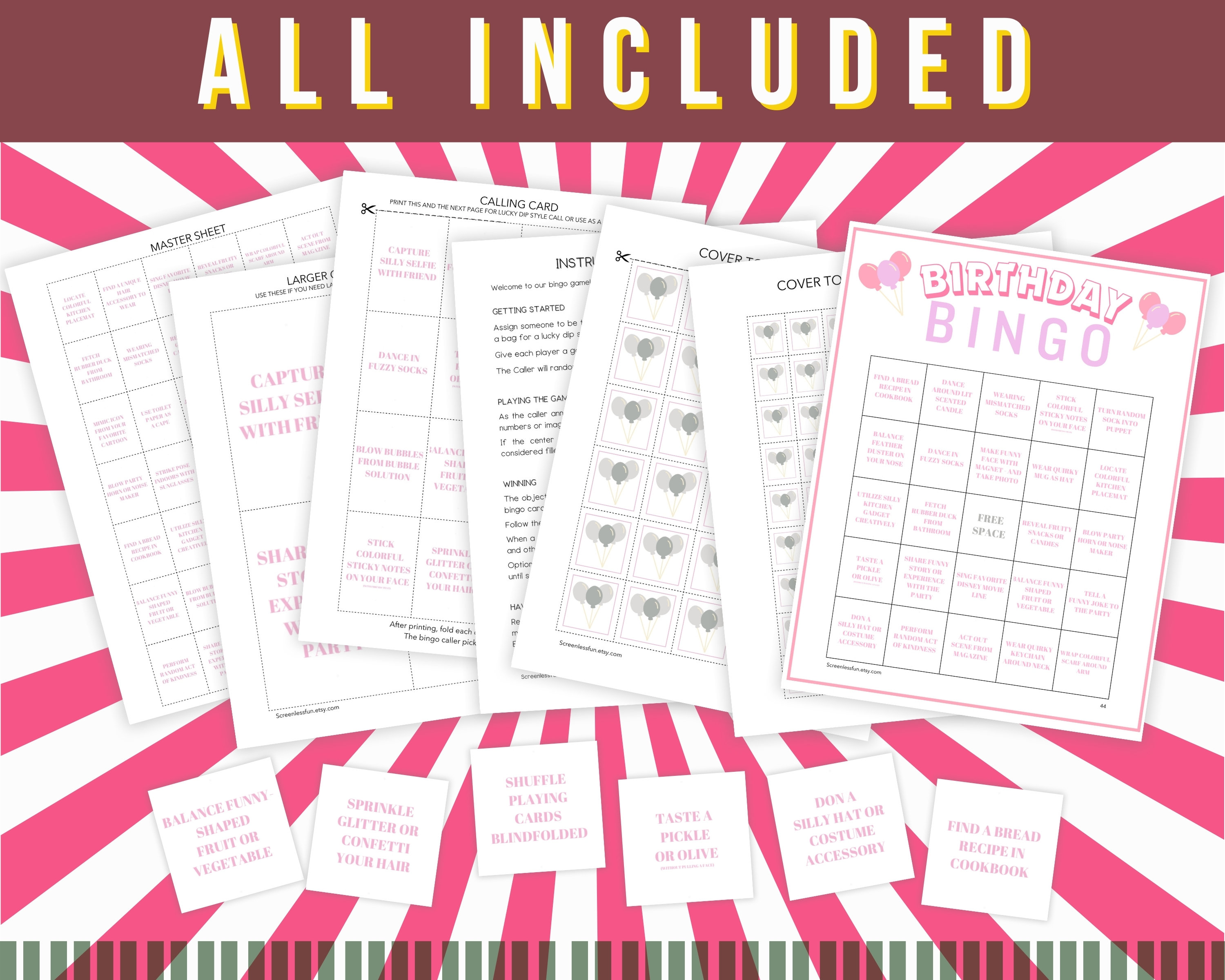60 Teen Girls Funny Bingo Cards, Icebreaker Birthday Bingo Cards ...