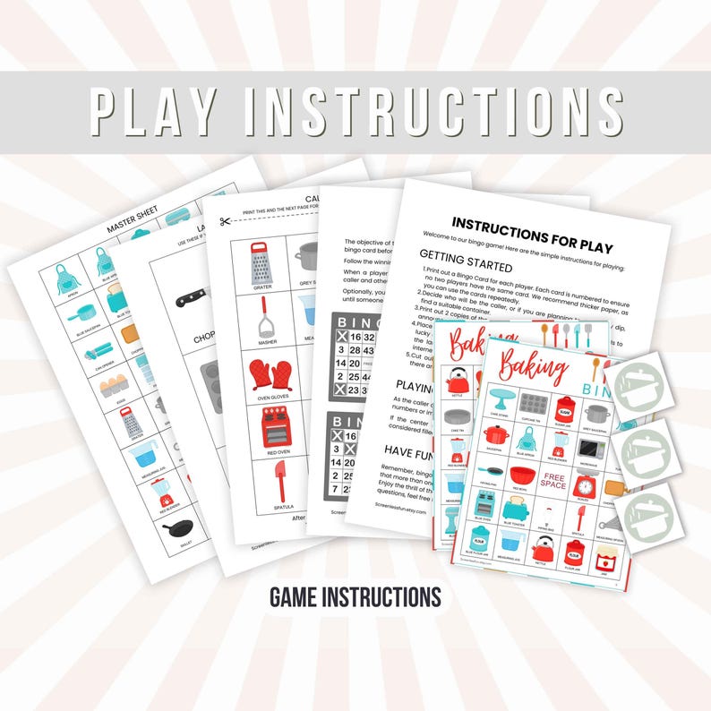 Baking Bingo, 30 Printable Bingo Cards, Cooking Bingo Game, Baking ...