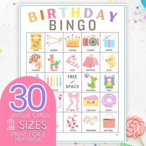 Birthday Bingo, 30 Bingo Cards, Printable Activities for Families, Calling Cards Bingo, Happy ...