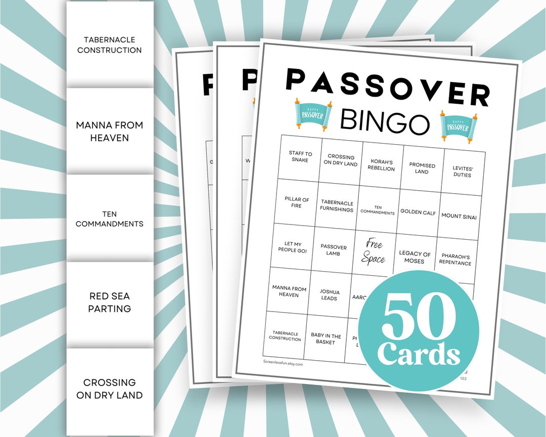 Passover Religious Bingo Game Cards, Sunday School Bible Bingo Boards ...