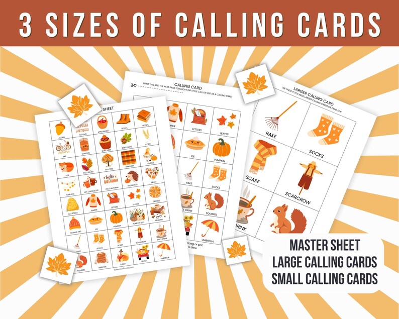 Autumn Bingo Game: 90 Printable Cards, Fall Family Fun (digital ...