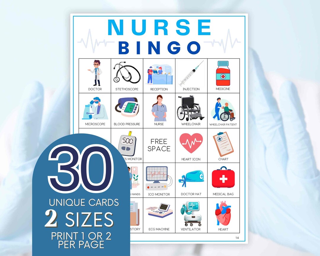 30 Nurse Bingo, Nurse Week Bingo Game Cards, Nurses Appreciation Game ...