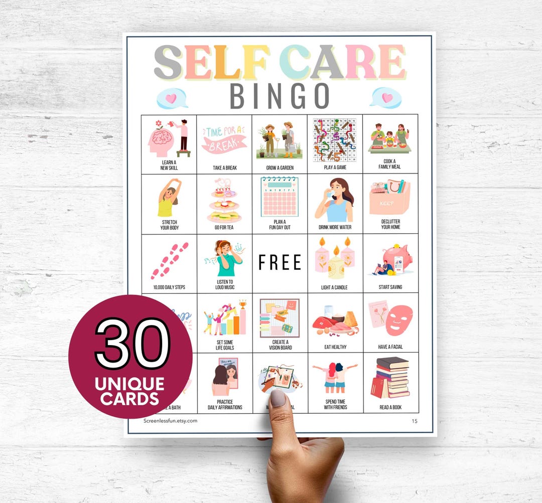 30 Self Care Bingo Cards, Printable Game, Fun & Relaxing Activity for ...