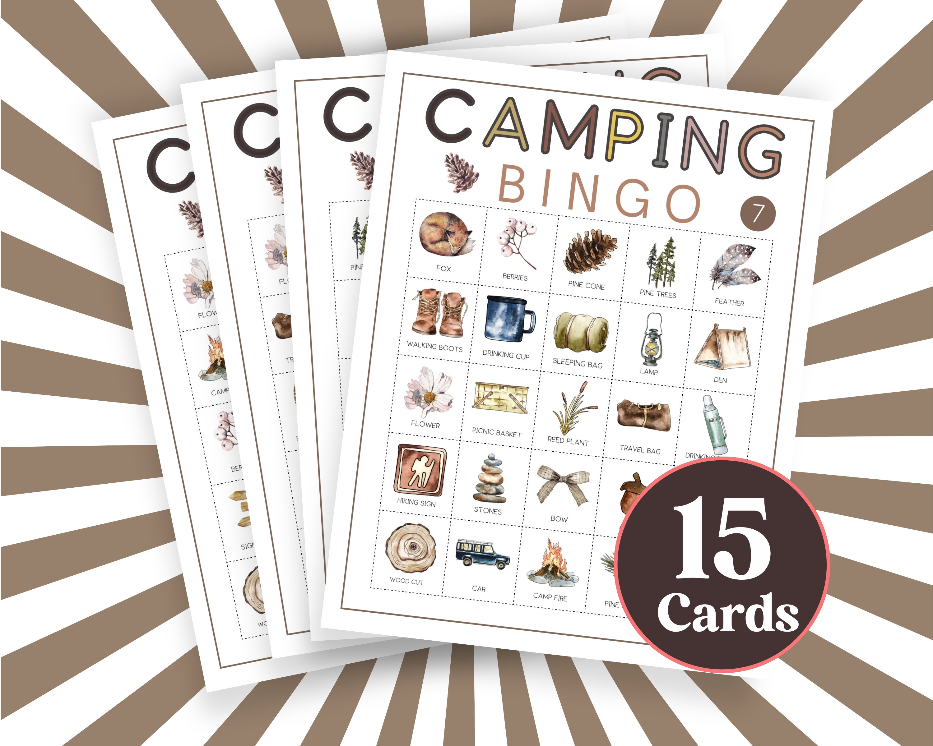 CAMPING BINGO GAME, Preschool Bingo Activity, Instant Download, Kids ...
