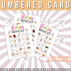 30 Cookery Themed Baking Bingo Cards, Food Themed Bingo Game, Cooking ...